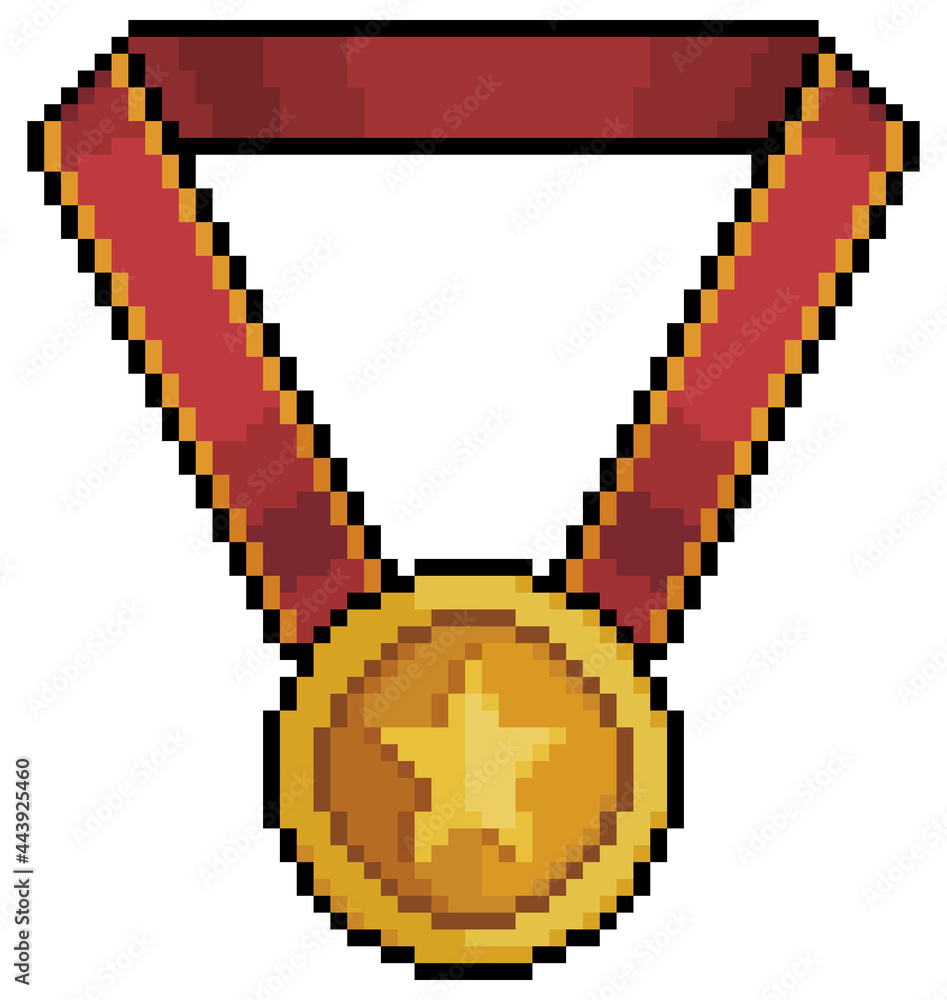 Pixel art medal icon for 8bit game on white background. Stock ...