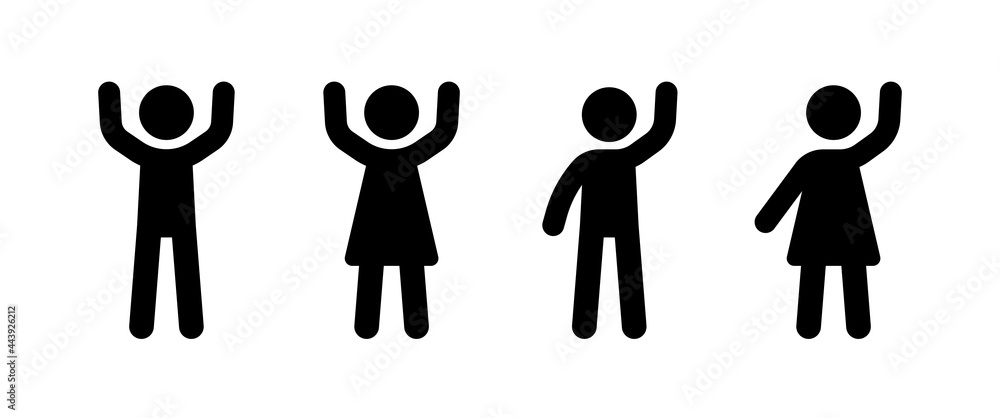 People raised hand icon, vector simple isolated illustration. Stock ...