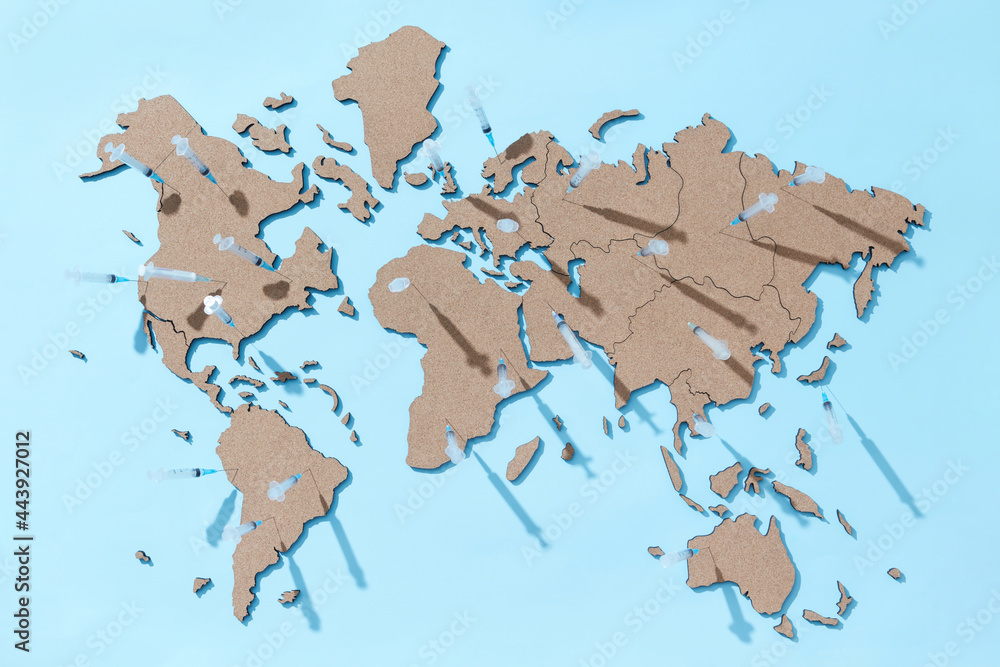 World map with syringes Stock Photo | Adobe Stock
