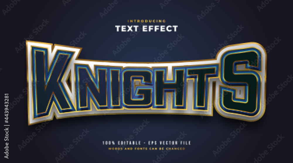 Knights Text in E-sport Style with Curved and 3D Embossed Effect ...