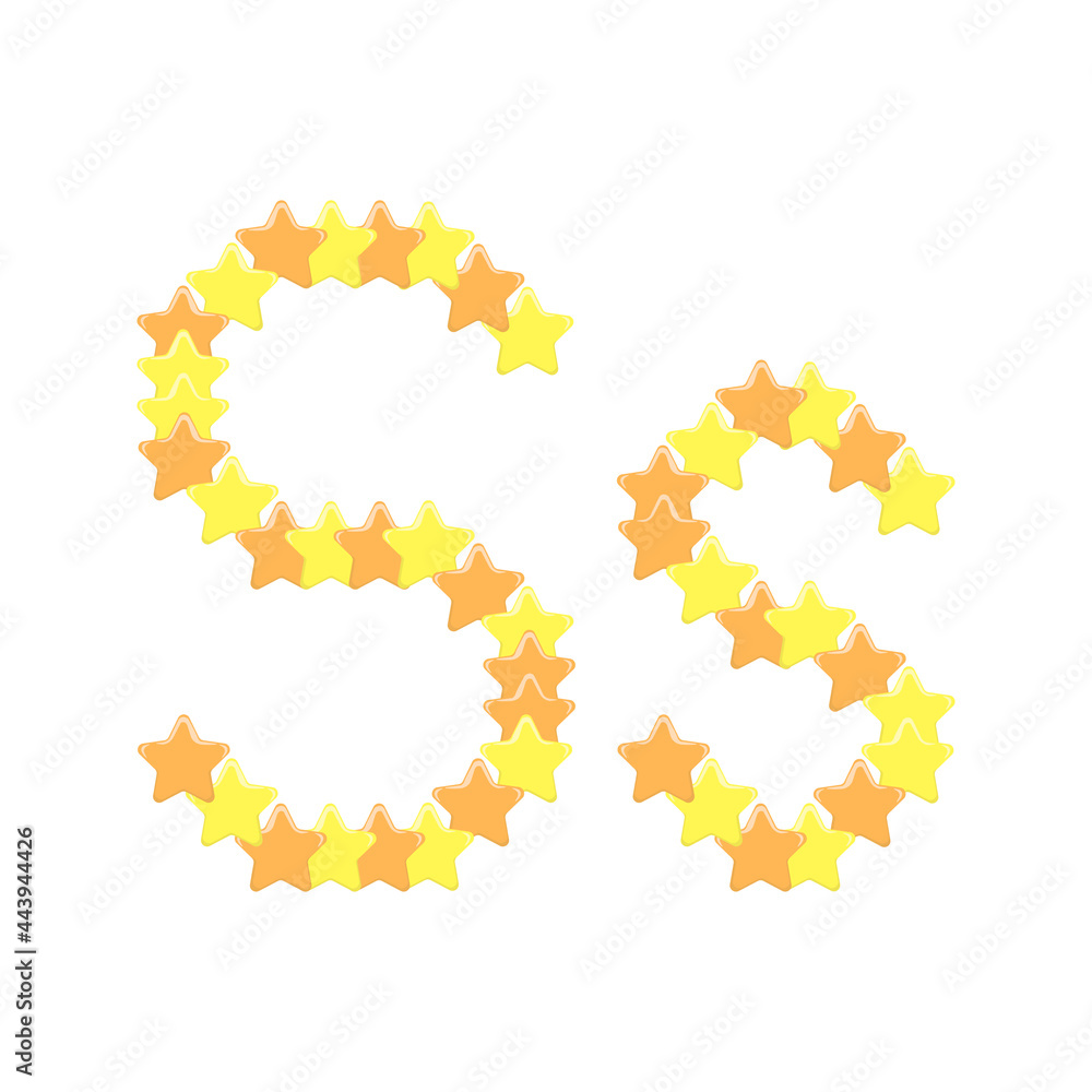 Vector cartoon of "S" alphabet letter in the shape of star. Cartoon ...