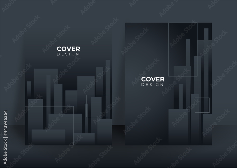 Elegant Black color covers set. Abstract shapes with gradients. Trendy ...