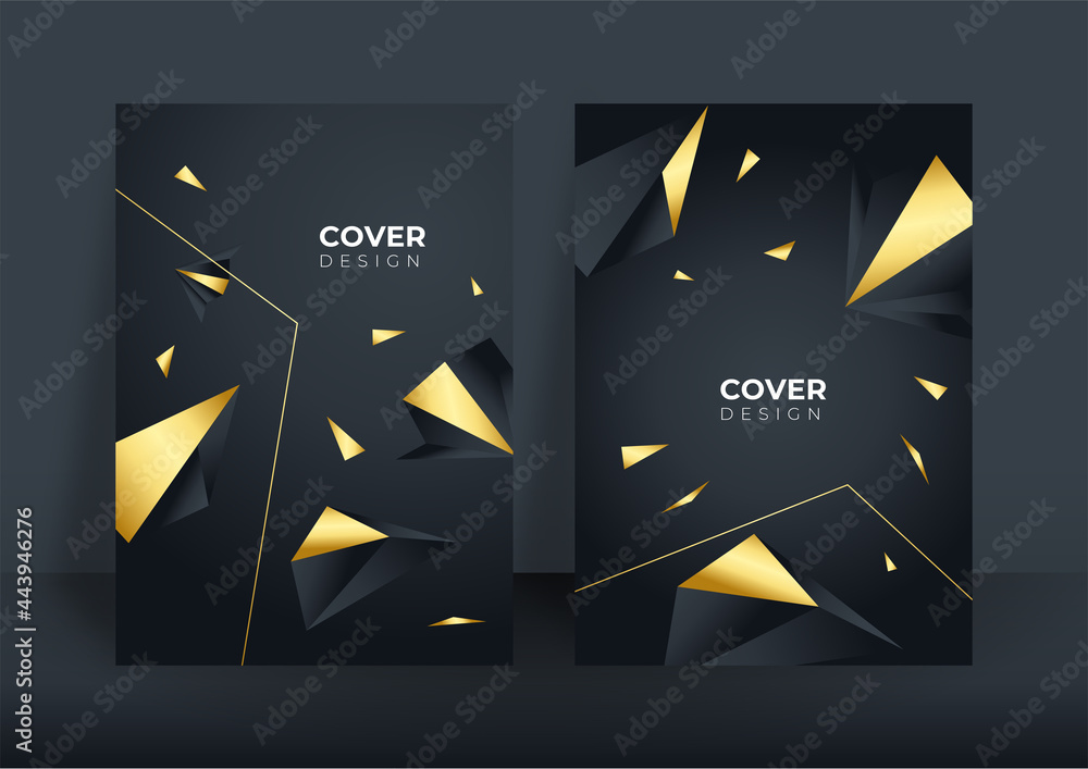 Modern black gold cover design set. Luxury creative line pattern in ...