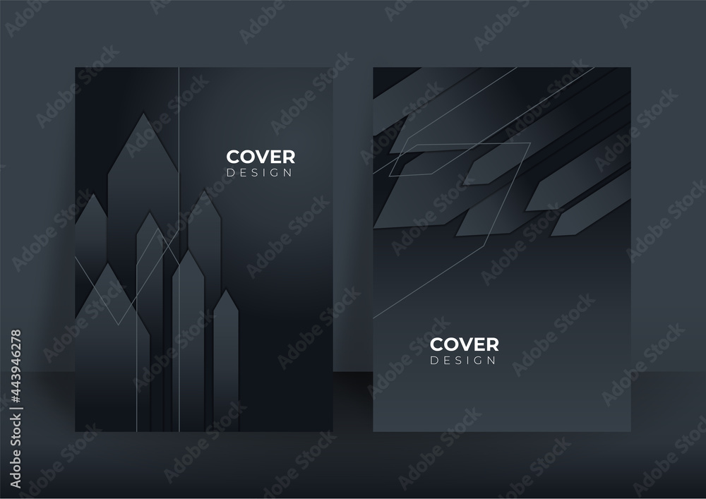 Elegant Black color covers set. Abstract shapes with gradients. Trendy ...