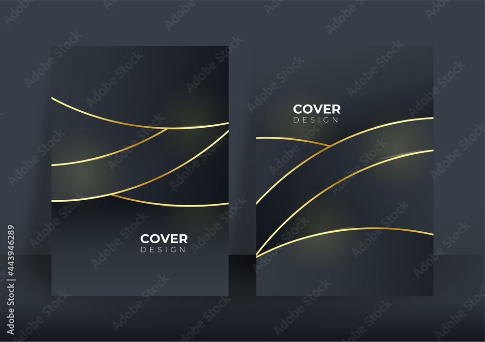 Modern black gold cover design set. Luxury creative line pattern in ...