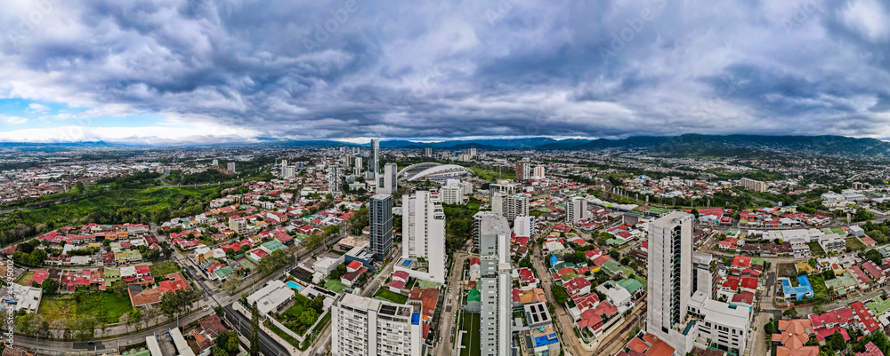 Beautiful aerial view of the City of San Jose Costa Rica, near the ...