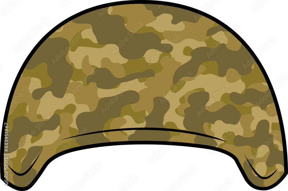 Cartoon Military Helmet With Camouflage Patterns. Vector Hand Drawn ...
