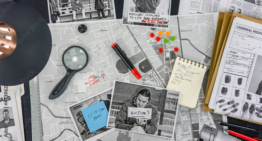 Foto de The FBI agent examines the criminal case, photographs and ...