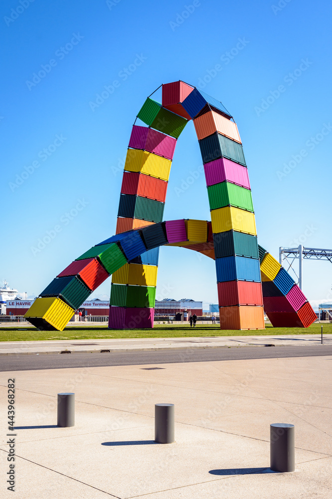 Le Havre, France - June 7, 2021: The "Catène de containers" is an art ...