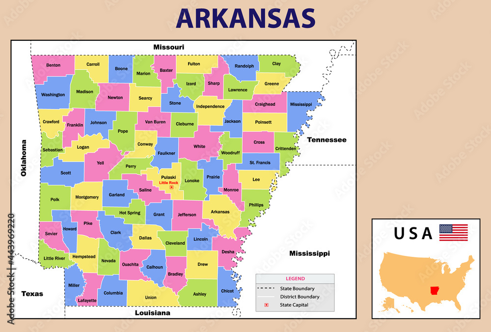 Political map of Arkansas. Highlight Arkansas map on India map with a ... Political map of Arkansas. Highlight Arkansas map on India map with a ...