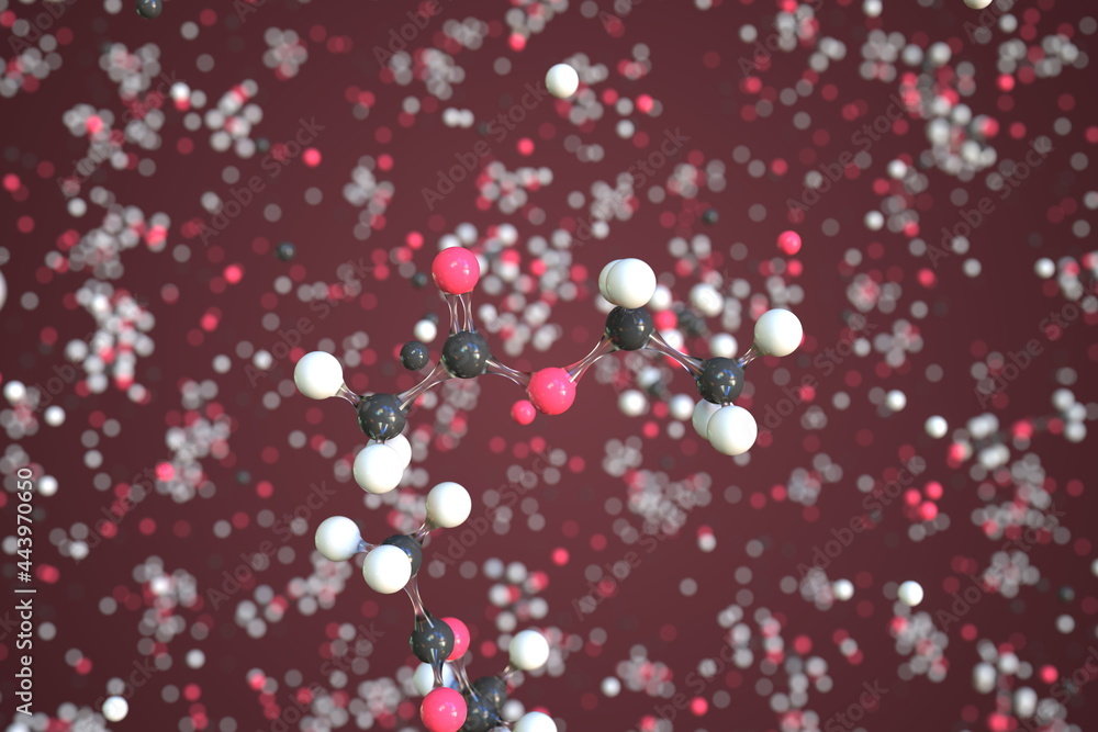 Ethyl acetate molecule made with balls, conceptual molecular model ...