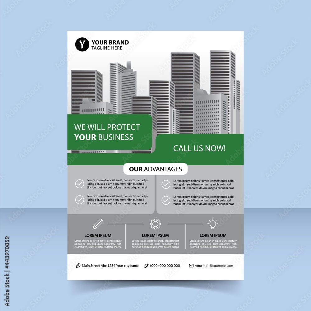 business protection flyer poster template design Stock Vector | Adobe Stock