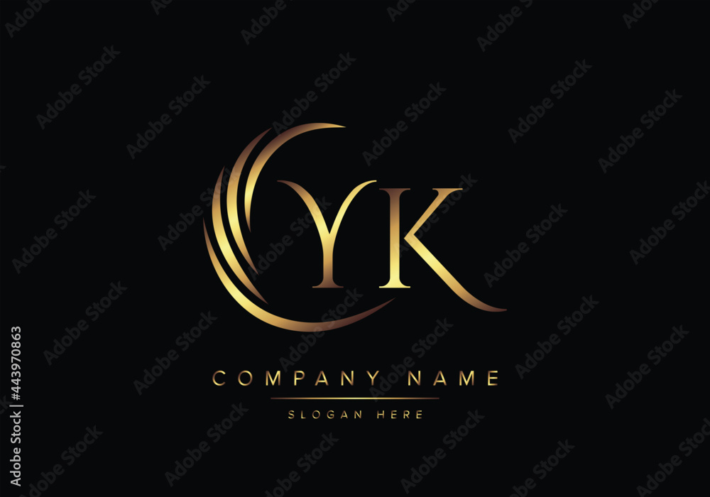 alphabet letters YK monogram logo, gold color elegant classical Stock ...