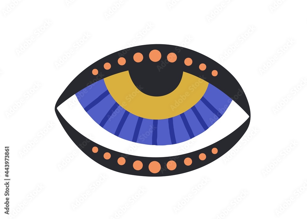 Esoteric evil eye with eyelids. Mystical sacred eyeball in doodle style ...