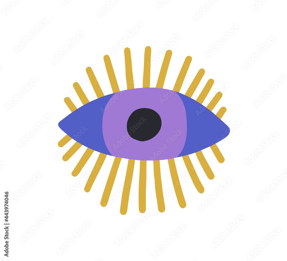 Esoteric evil eye with eyelashes. Mystical spiritual eyeball with pupil ...