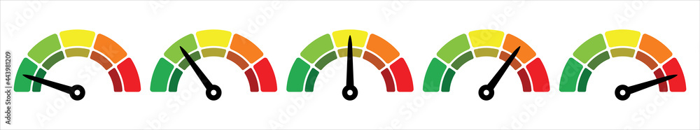 scale five level measurement monitor display. simple level meter. five ...