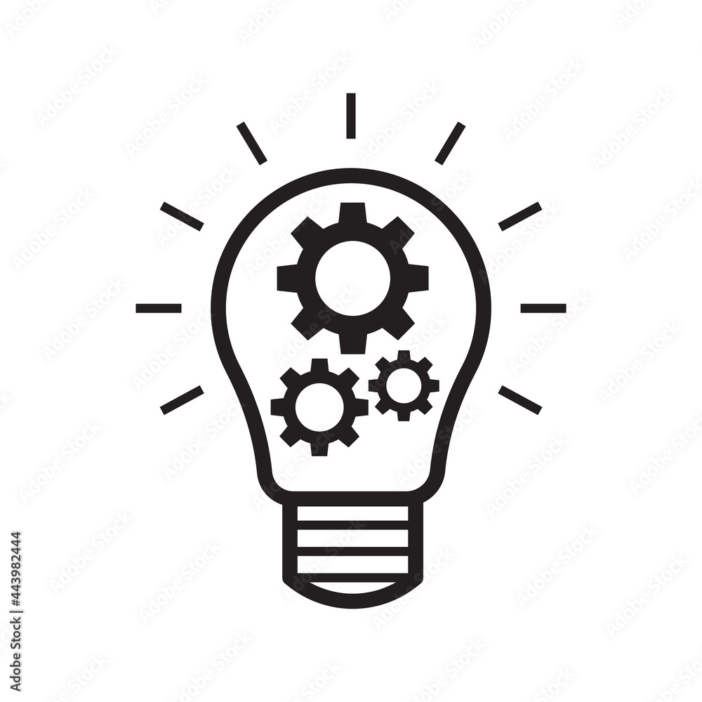 Light bulb and cog inside, Gear in lightbulb, Artificial intelligence, Thinking idea and ...