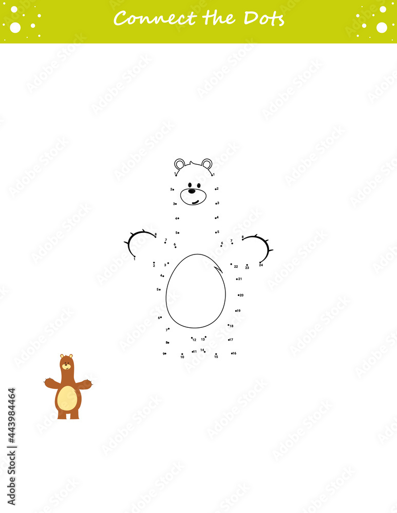 We draw a bear. Dot to dot. Draw a line. Game for toddler. Learning ...