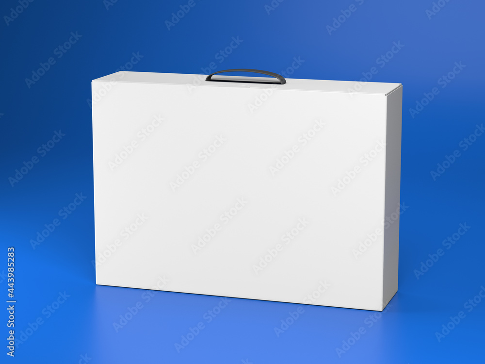 blank white carton Box With Handle Mockup. Package carton box for ...