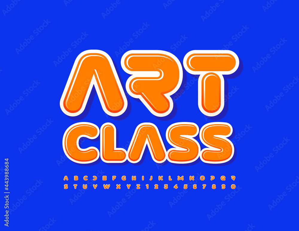 Vector bright banner Art Class. Modern creative Font. Set of digital ...