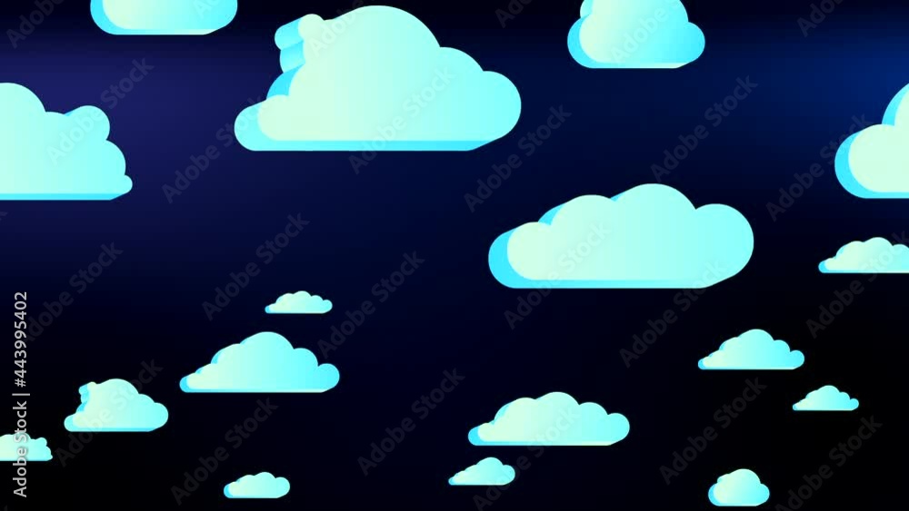 Cartoon moving clouds animation 30s 60 fps loop. Dark sky. Good for any ...