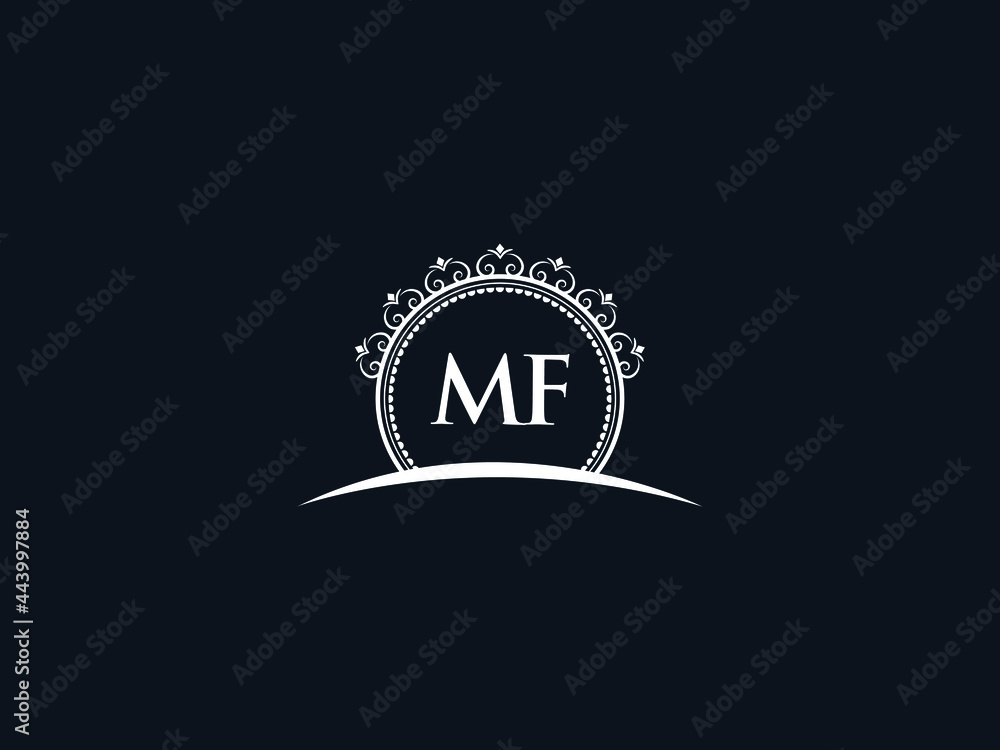 Luxury MF Letter, initial Black mf Logo Icon Vector For Hotel Heraldic ...