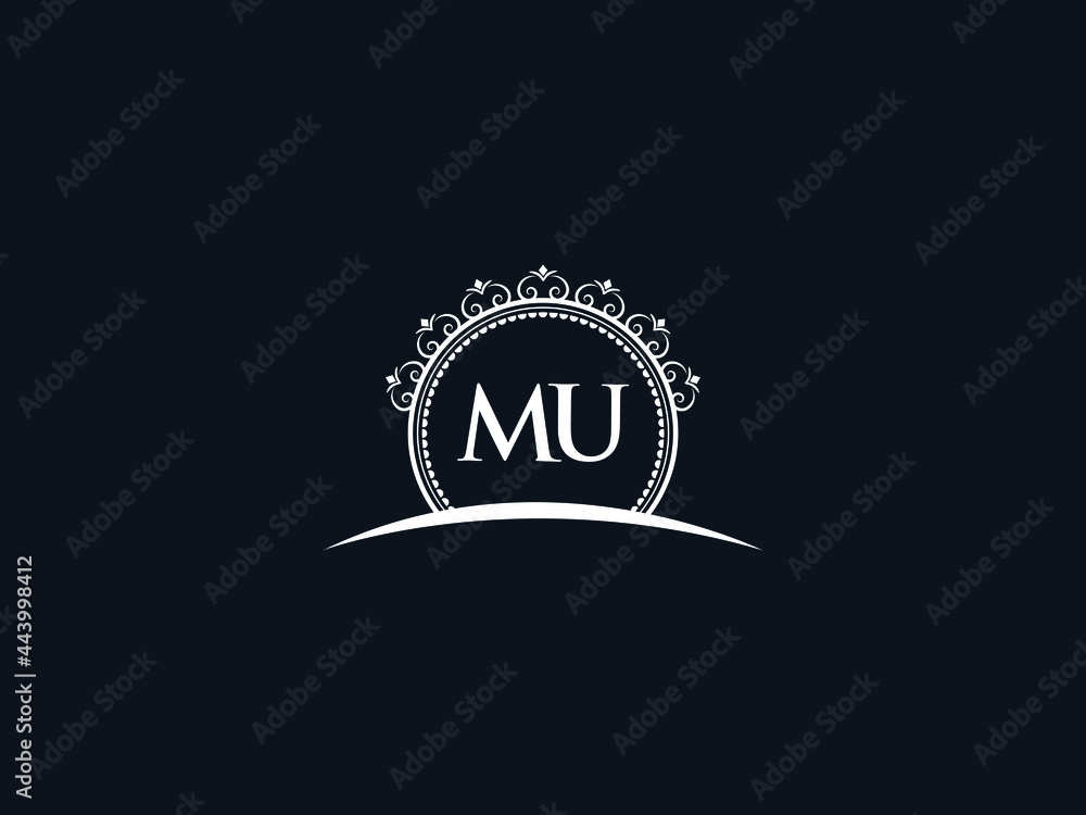 Luxury MU Letter, initial Black mu Logo Icon Vector For Hotel Heraldic ...