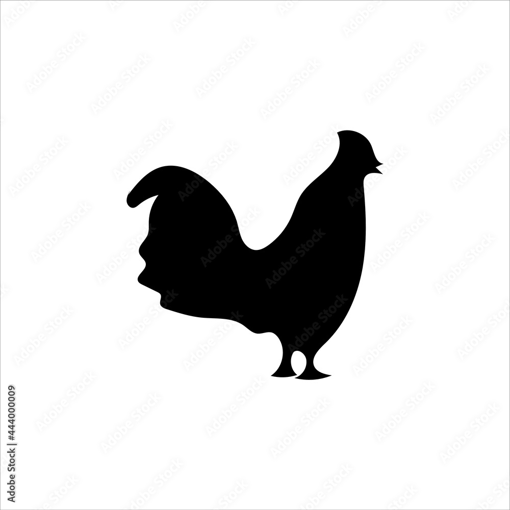 Chicken vector silhouette illustration isolated on white background ...