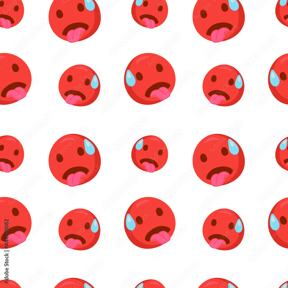 Hot Icon Emoji Pattern. Overheated Seamless Background Symbols. Doodle ...
