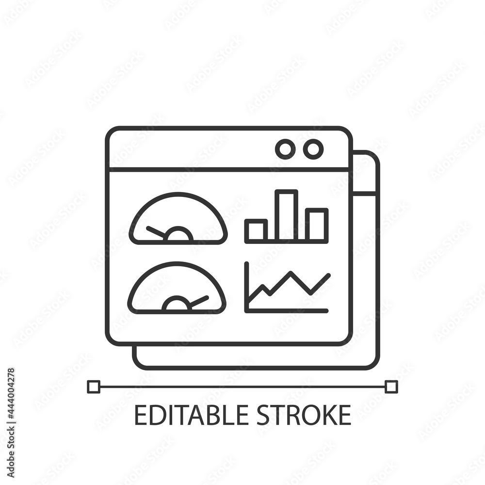 Productivity dashboard linear icon. Performance statistics ...