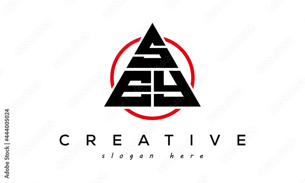 SEY triangle letter logo with circle Stock Vector | Adobe Stock