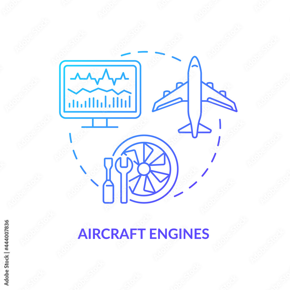 Aircraft engines concept icon. Digital twin application by industry ...
