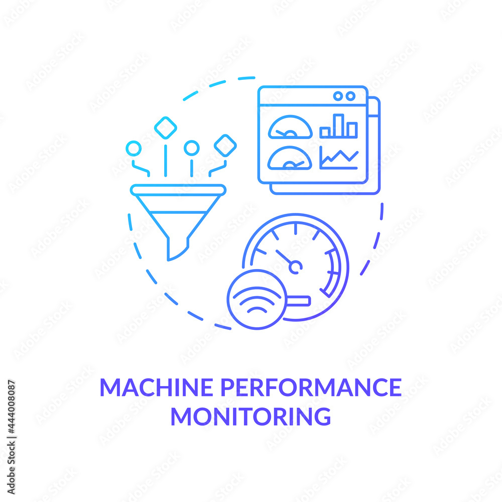 Machine performance monitoring concept icon. Digital twin tasks ...