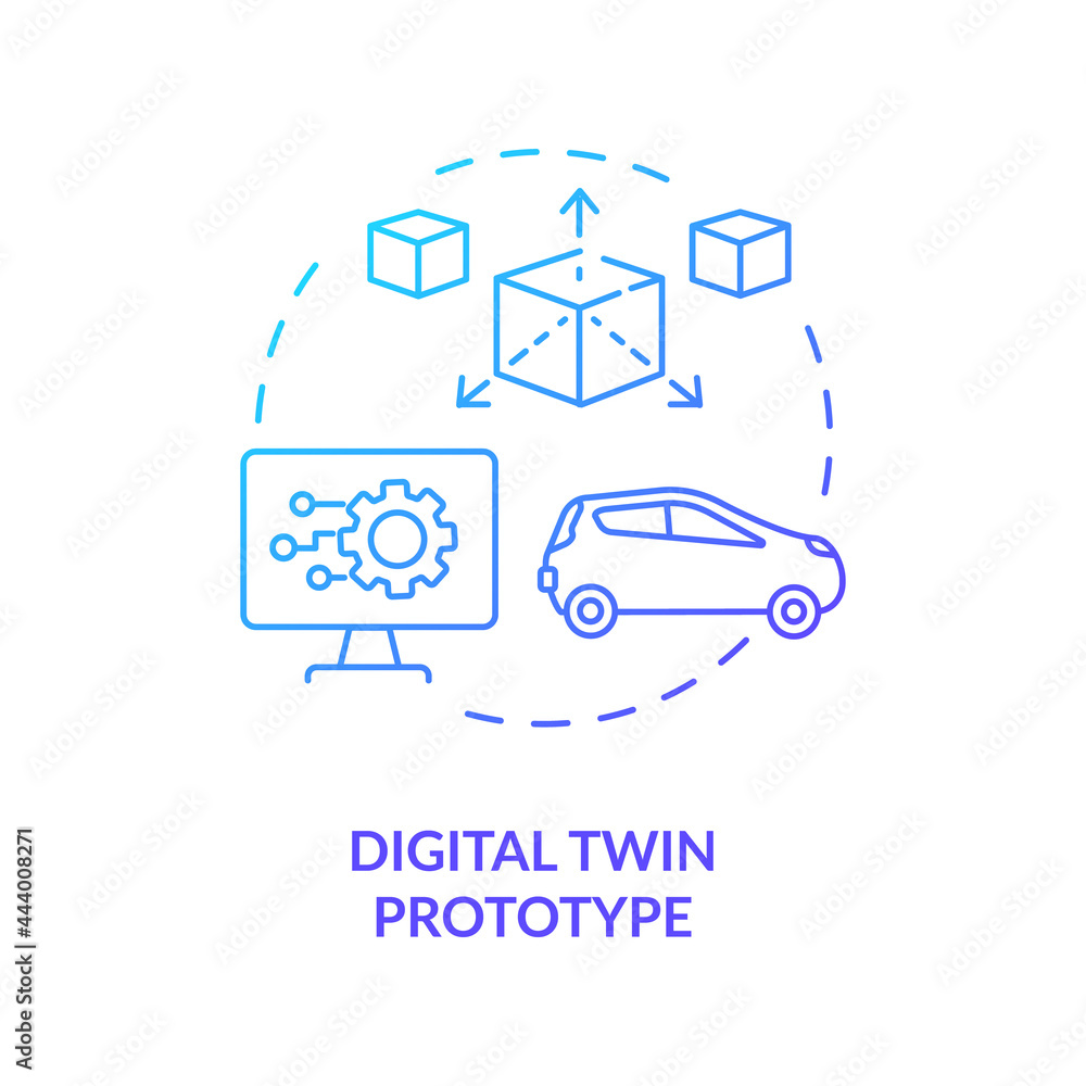 Digital twin prototype concept icon. Early example of future products ...