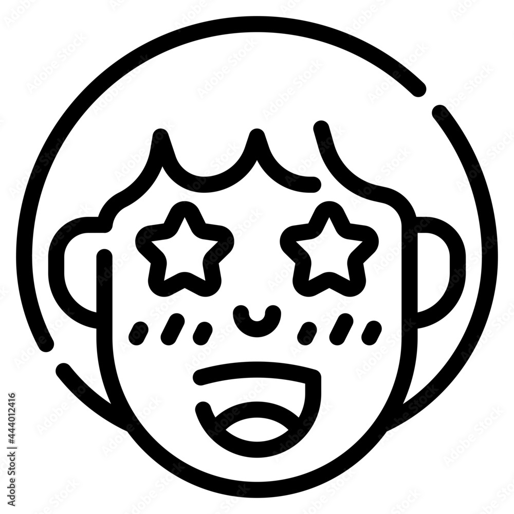excited outline icon Stock Vector | Adobe Stock