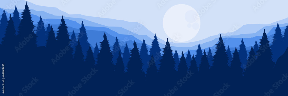 blue forest mountain landscape vector illustration for background ...