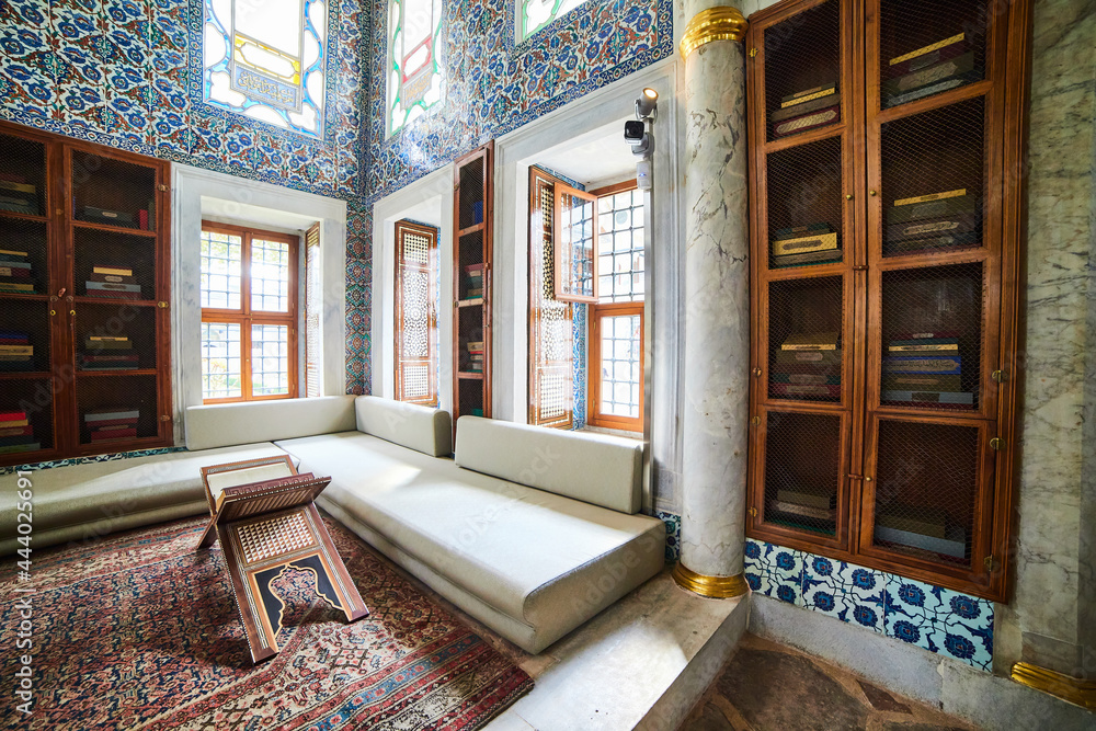 Istanbul, Turkey - October 11 2019: The Library of Ahmet III interior ...