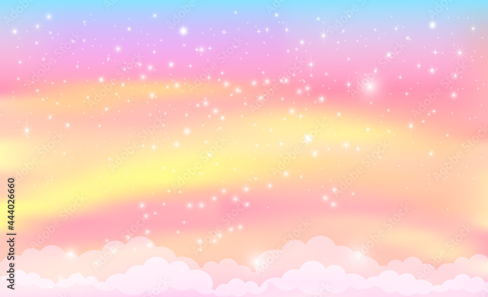 Fantasy background of pink magic sky in sparkling stars. Stock Vector ...