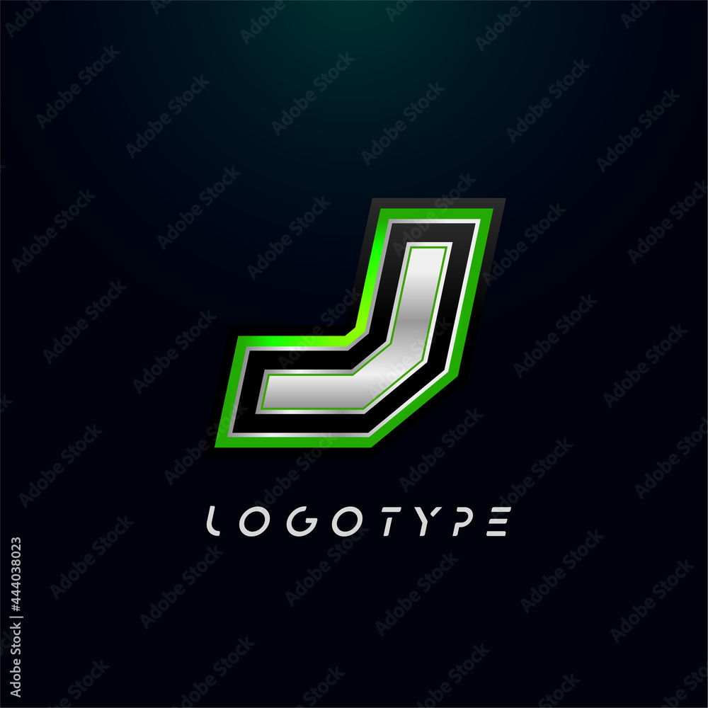 Letter J for video game logo and super hero monogram. Sport gaming ...