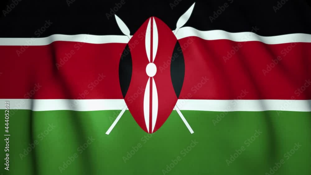 Waving realistic Kenya flag background. Loop animation 4K resolution ...
