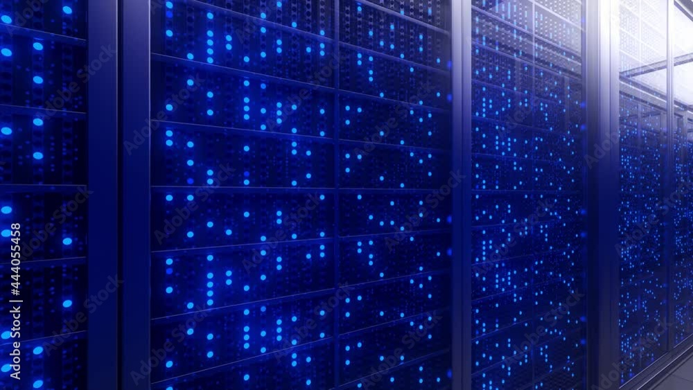 Server racks in server interior room data center. Server room center ...