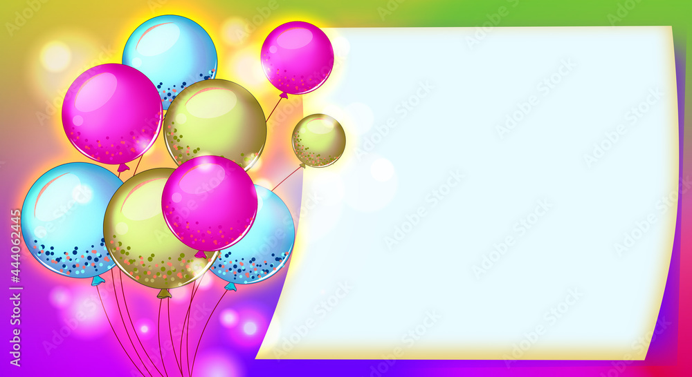 background with balloons for greetings and invitations. birthday ...