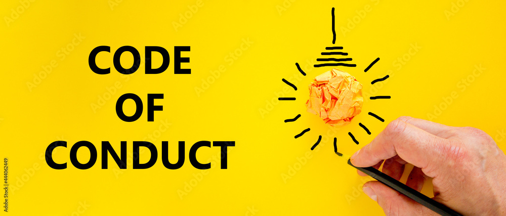 Code Of Conduct Symbol Businessman Writing Words Code Of Conduct Isolated On Beautiful