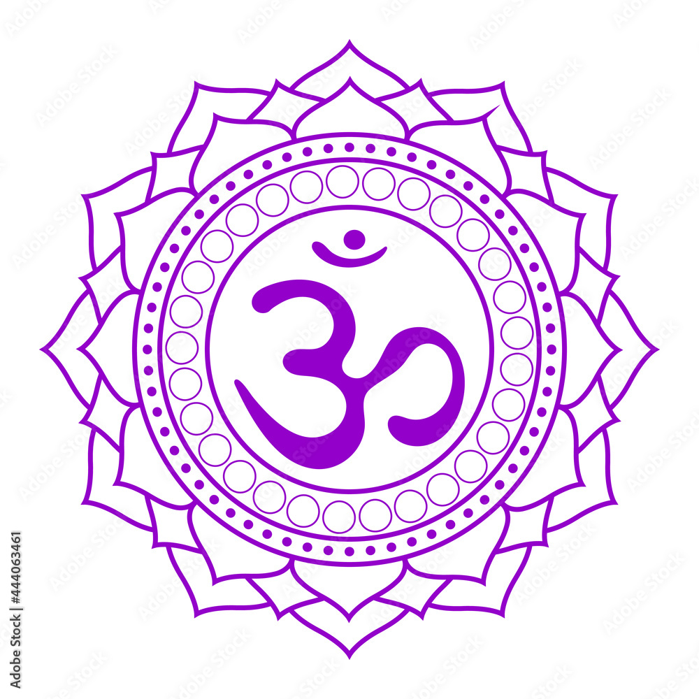 Line drawing.The seventh chakra Sahasrara. The crown or highest chakra ...