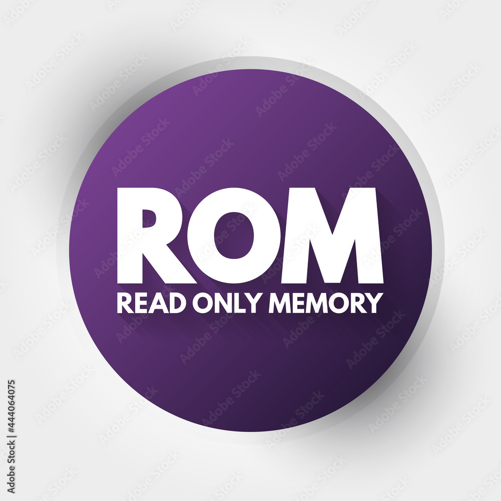 ROM - Read Only Memory acronym, technology concept background Stock ...