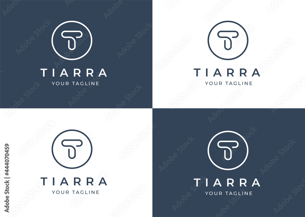 Minimalist letter T logo design template with circle shape, vector ...