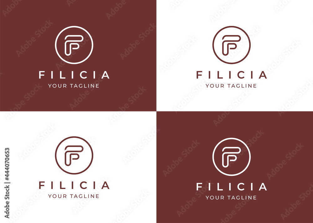 Minimalist letter F logo design template with circle shape, vector ...