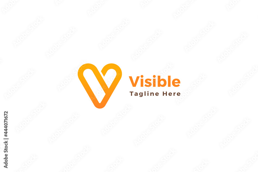 Letter v orange color simple line art business logo Stock Vector ...