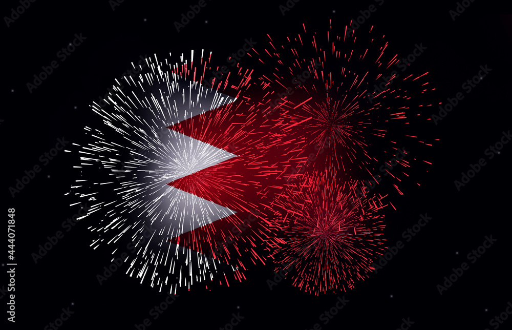 Bahrain Independence day Firework Background with Flag in the night sky ...