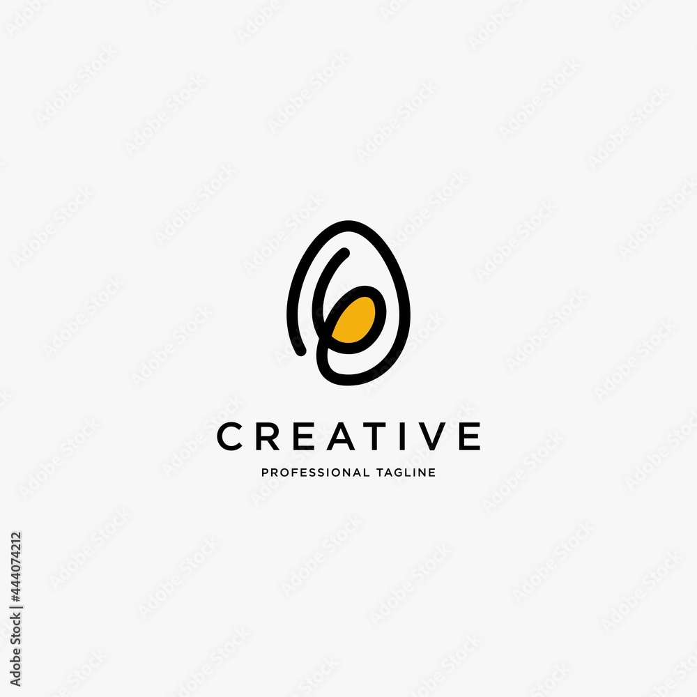 Egg food logo template. Egg logo with spoon icon. Egg restaurant logo ...